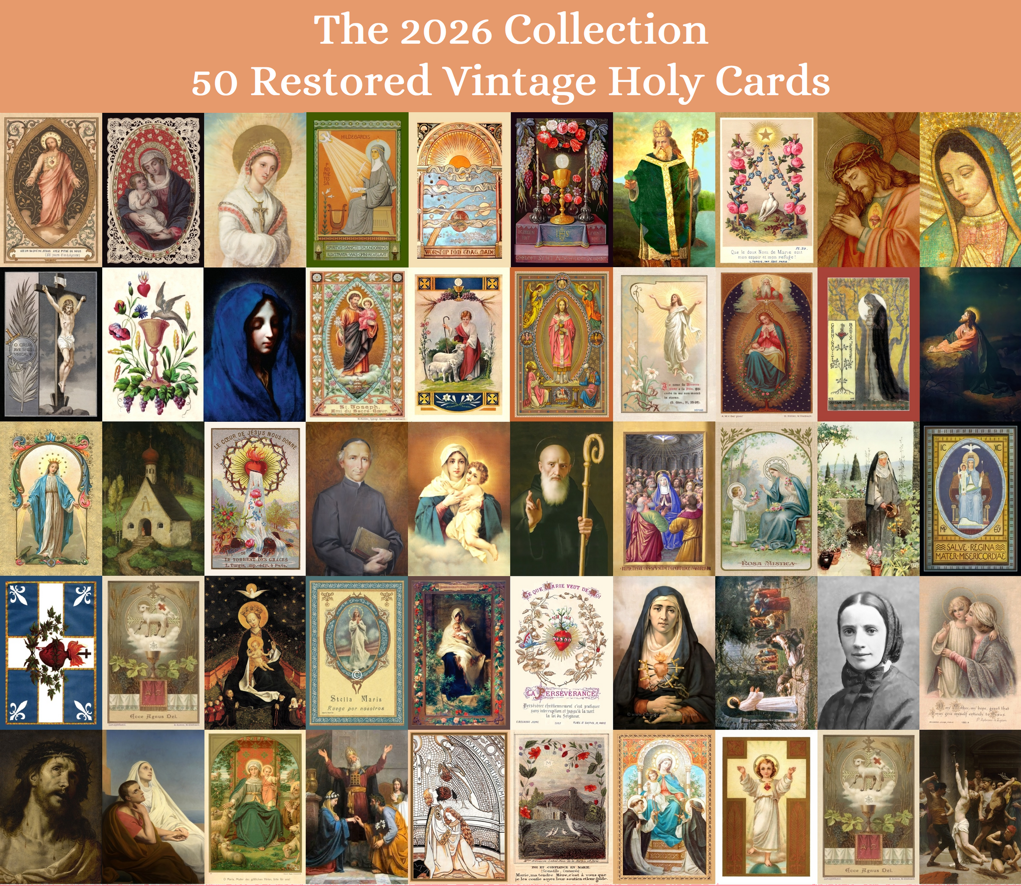 The 2026 Collection – 50 Restored Vintage Holy Cards – Beautiful and ...