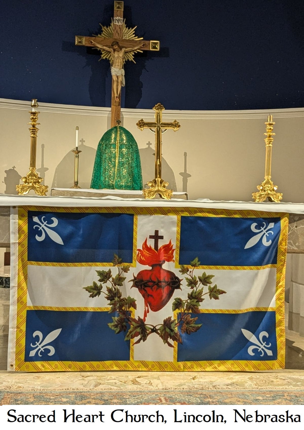 New Sizes! Flag of the Sacred Heart – Blue - Indoor/outdoor Flag – Pol ...