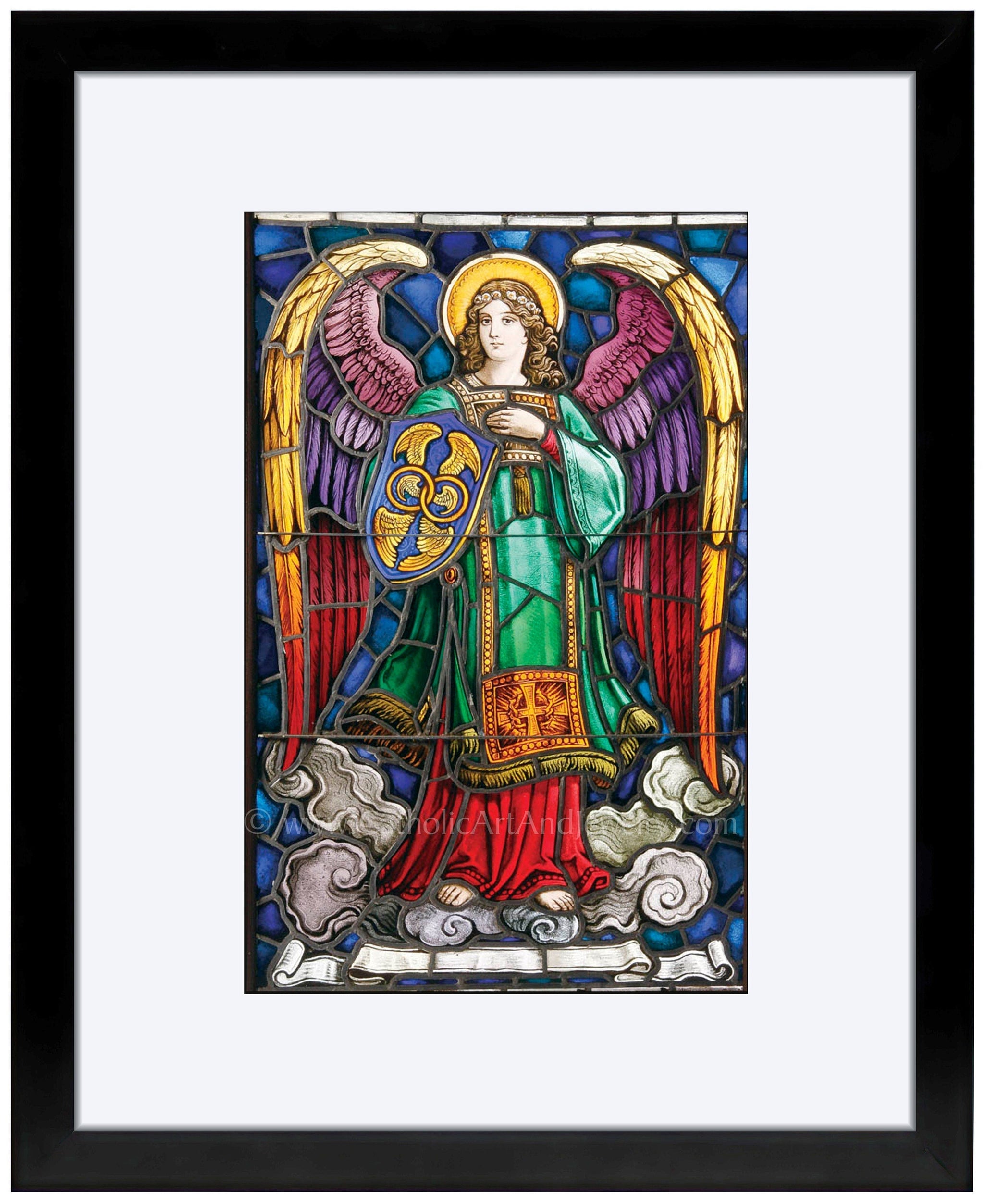 Archangel Michael – based on a Vintage Stained Glass Window – Catholic ...