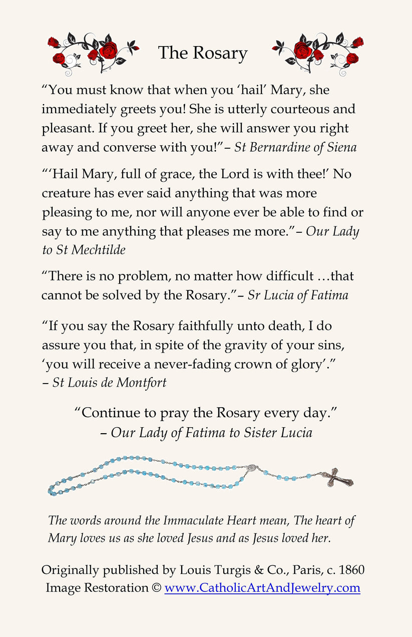 Rosary Holy Card – pack of 10/100/1000 – Restored Vintage Holy Card ...