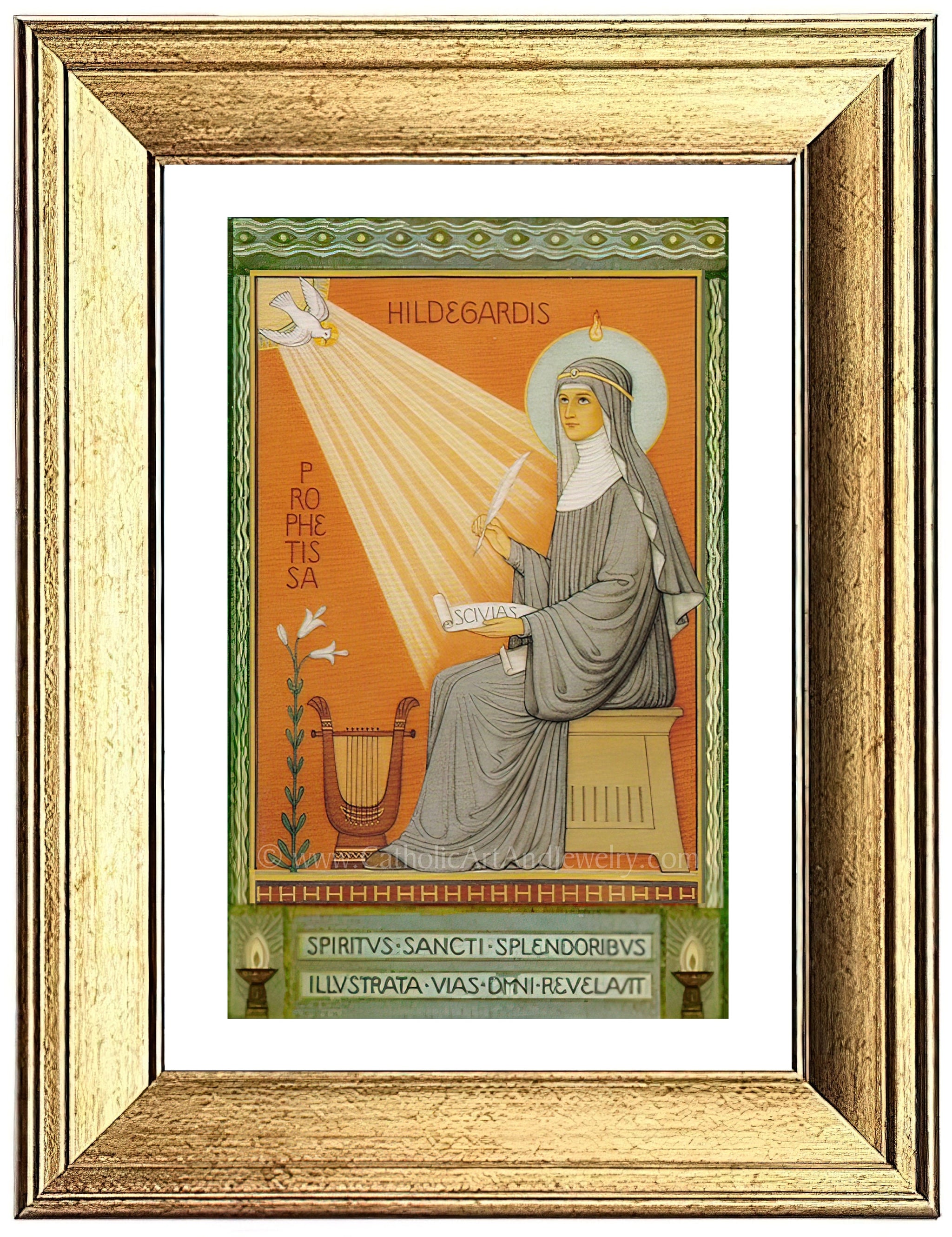 Hildegard of Bingen – Based on a Vintage Holy Card– Catholic Art Print ...