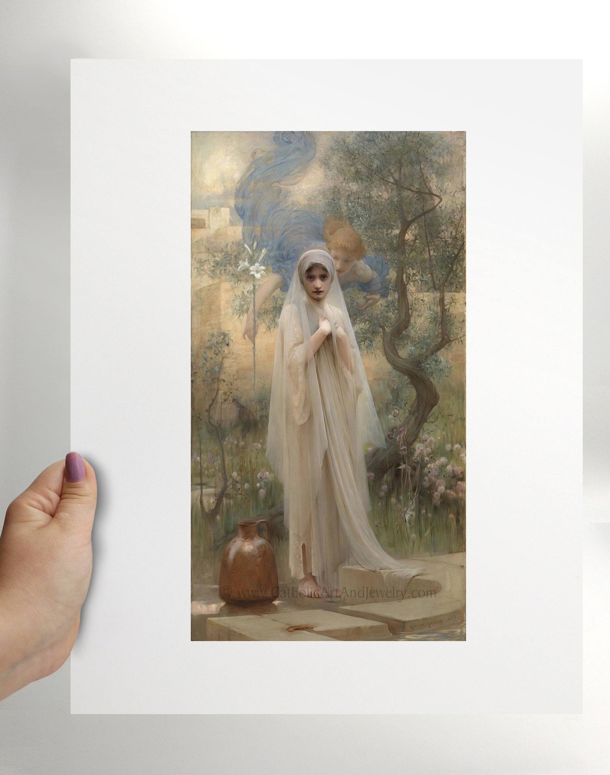 The Annunciation by Arthur Hacker– 3 sizes – Vintage Catholic Art Prin ...